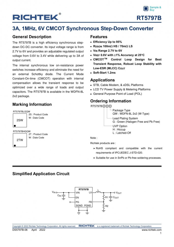 RT5797B technical document page 1