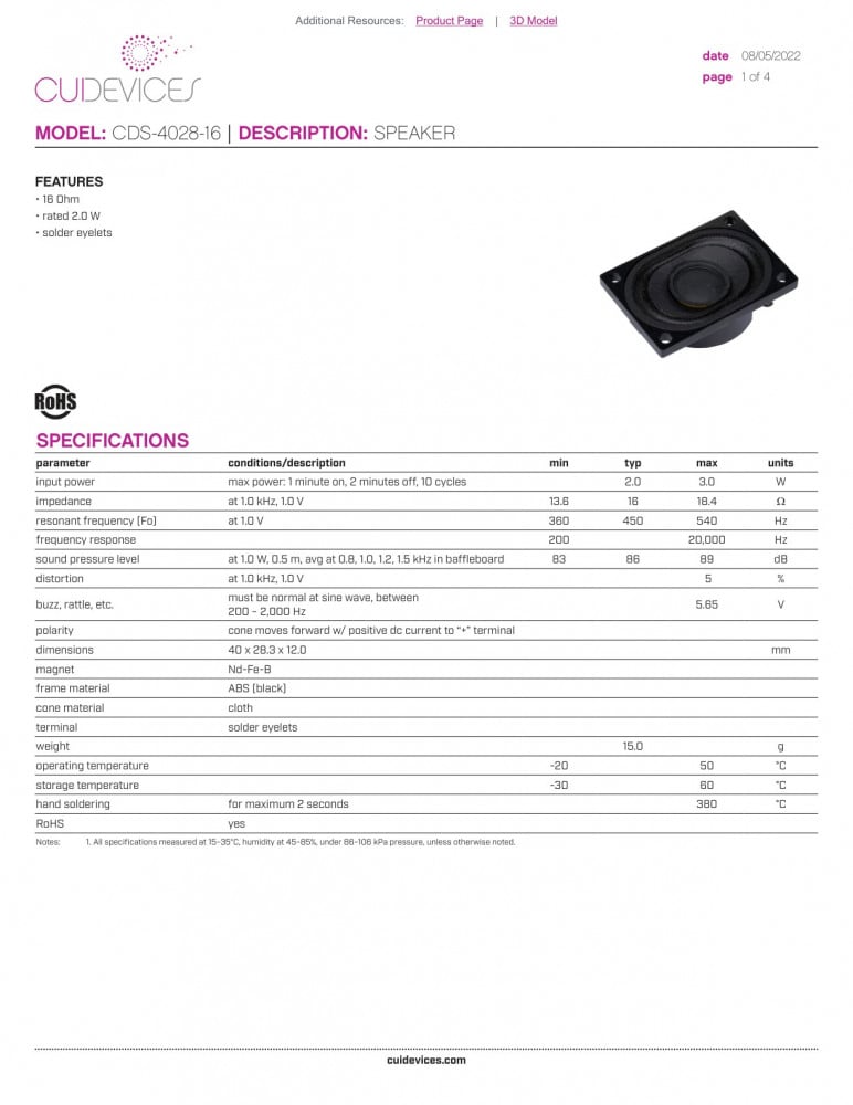 CDS-4028-16 datasheet page 1