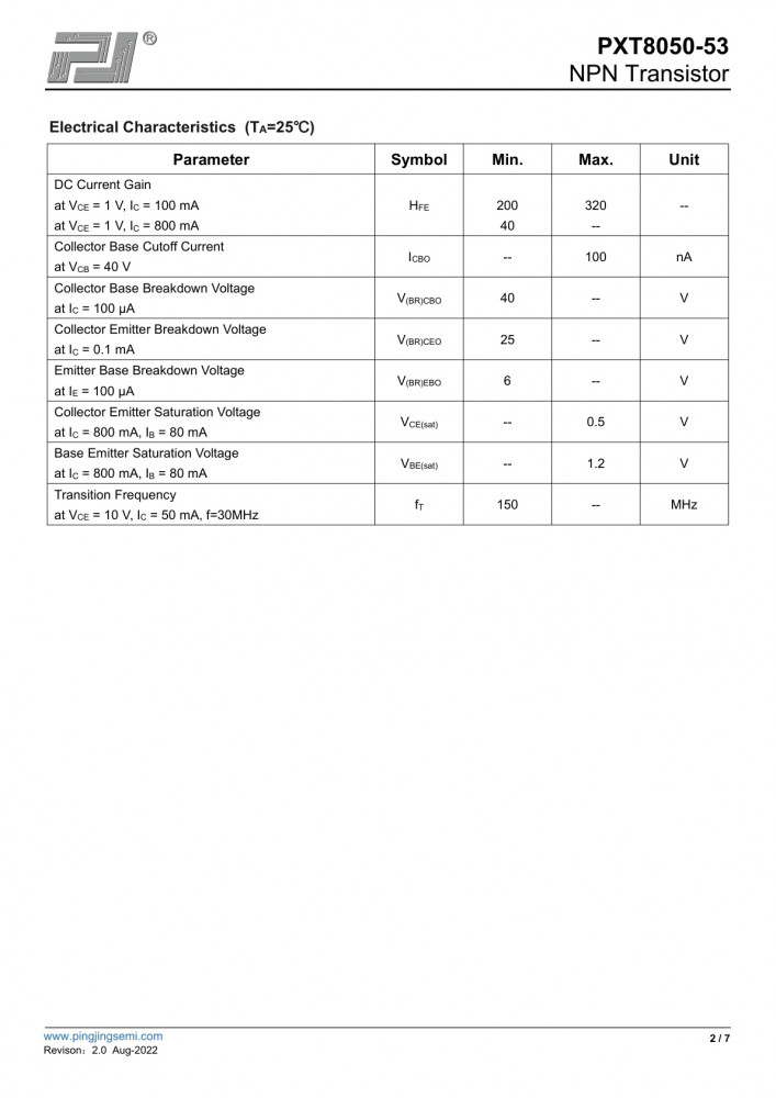 PXT8050-53 datasheet page 2