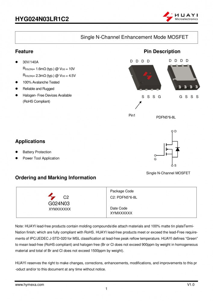 HYG024N03LR1C2 datasheet page 1