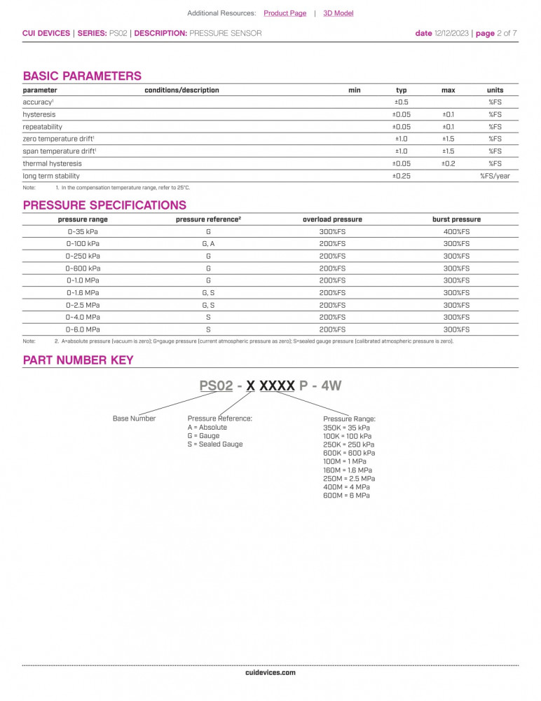 PS02-G100MP-4W datasheet page 2