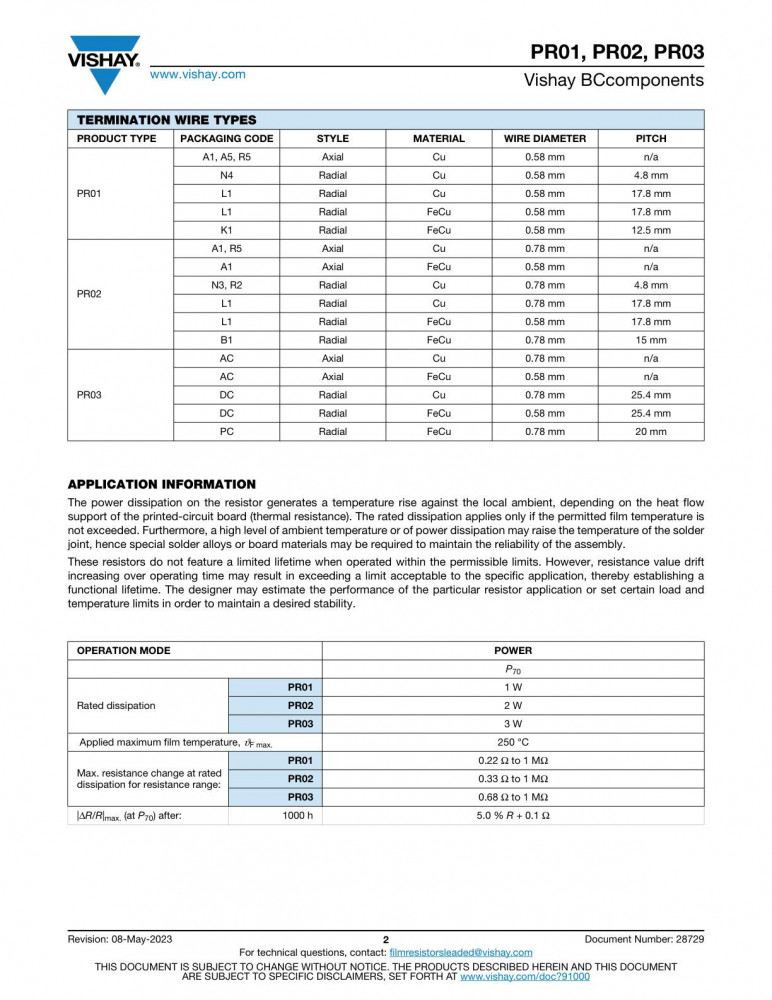 Vishay PR02 datasheet page 2