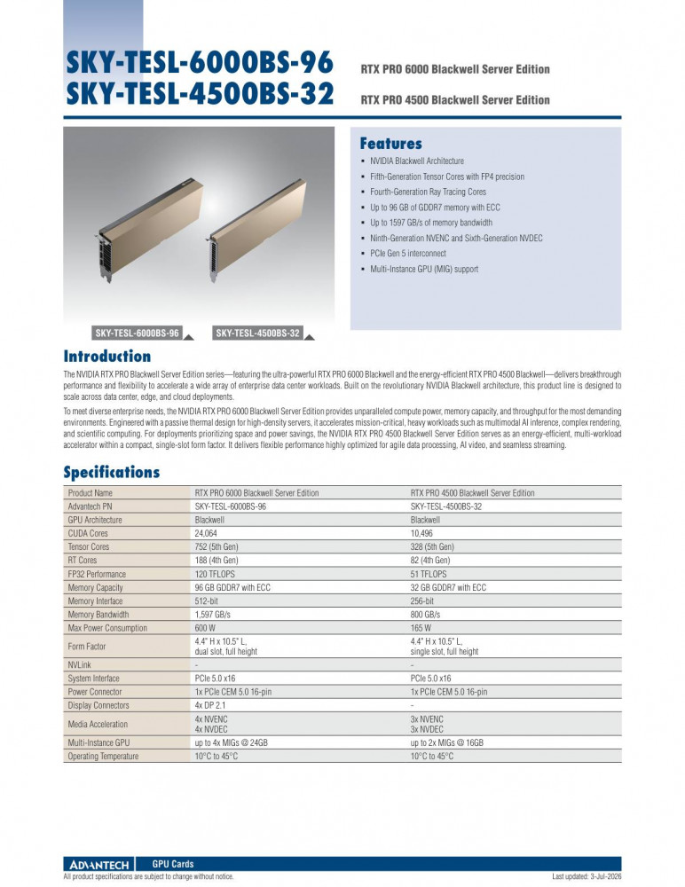RTX PRO Blackwell Server Edition product documentation preview