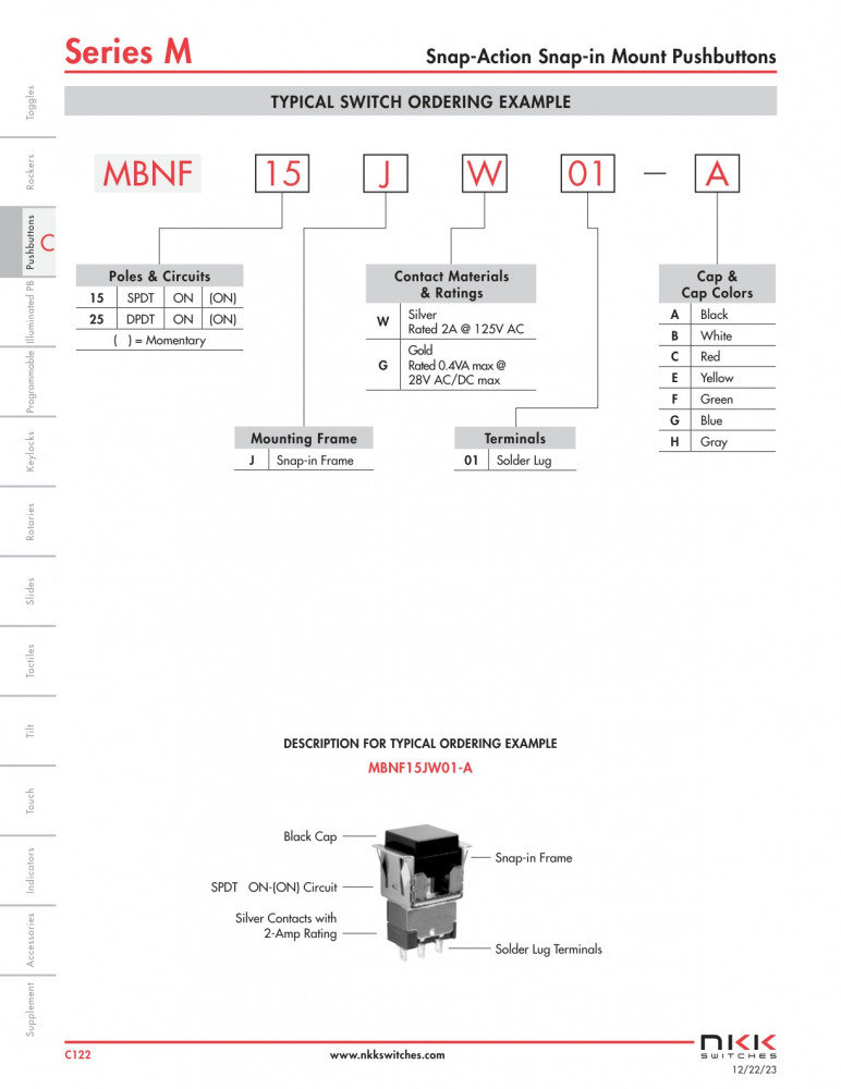 NKK Switches MBNF series technical document, page 9