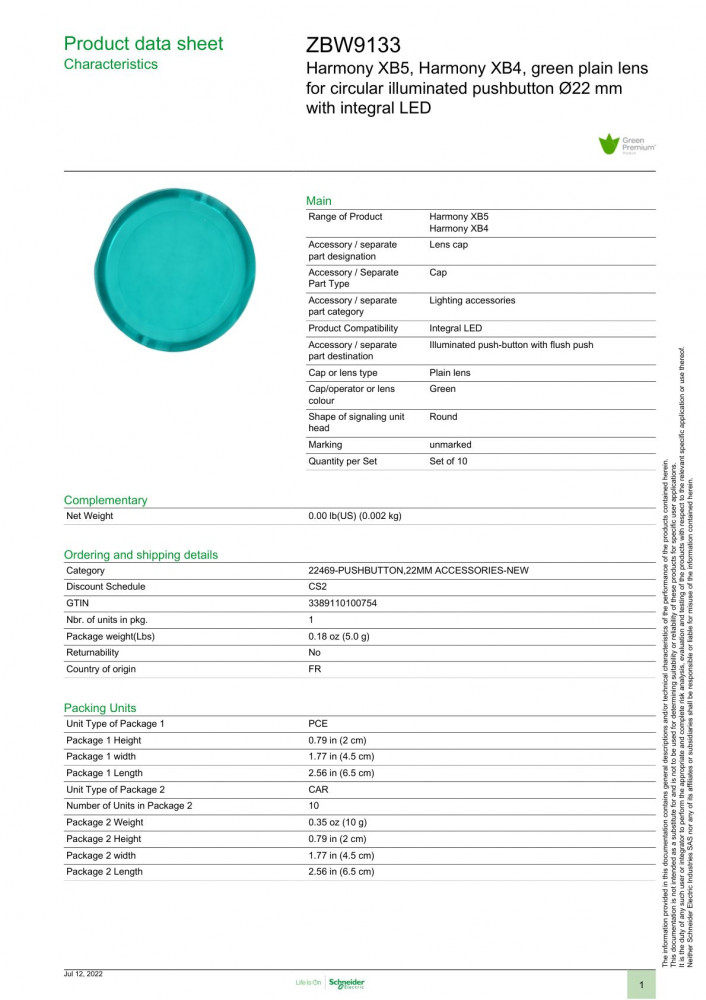 ZBW9133 technical document page 1