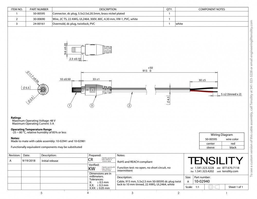 Tensility 10-02940 product drawing and technical documentation