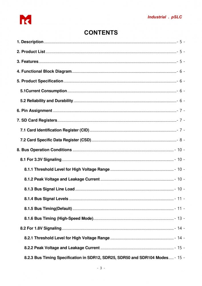 MK MicroSD datasheet page 3