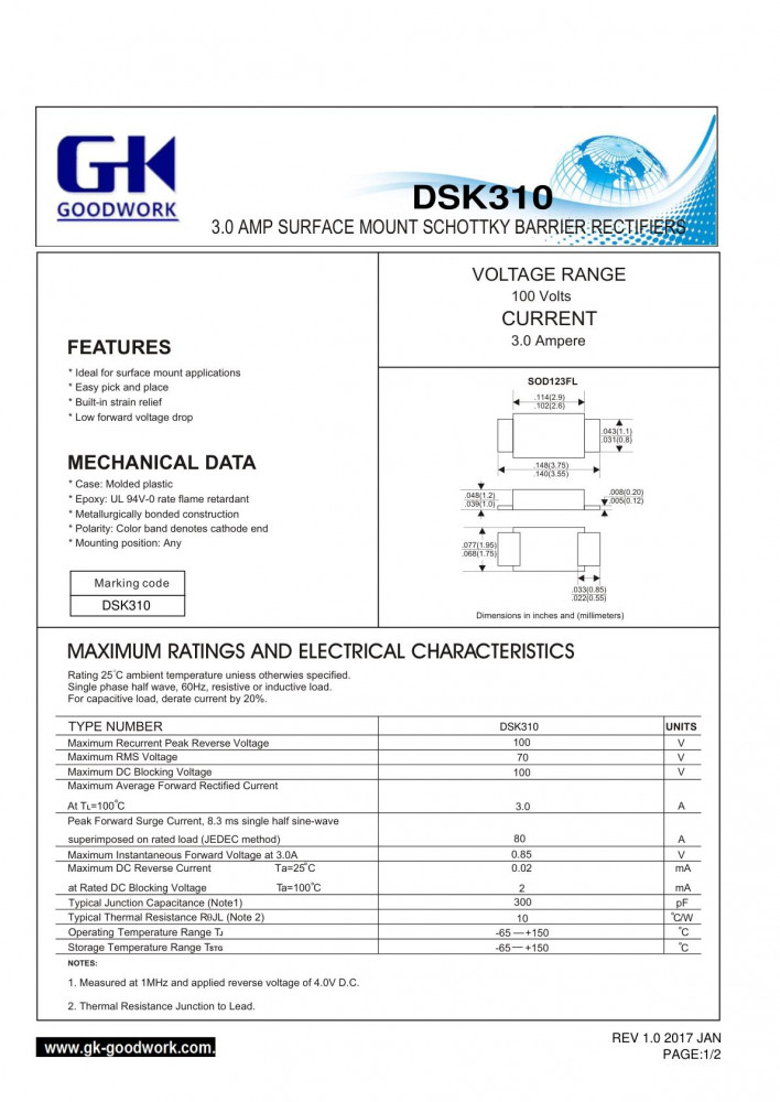 GOODWORK DSK310 technical document page 1
