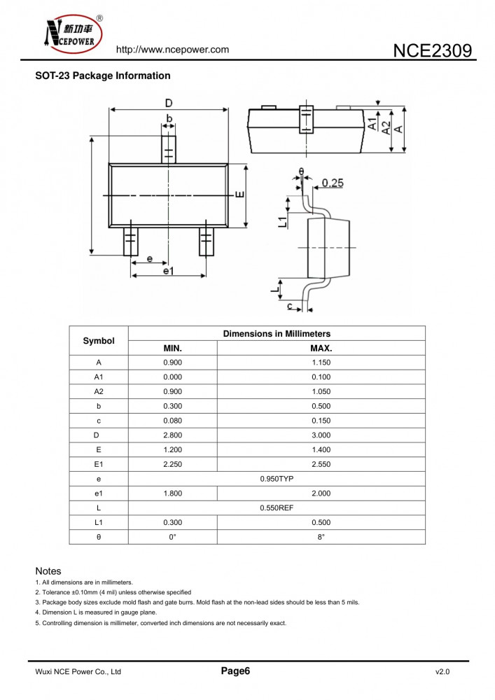 NCE2309 datasheet page 6