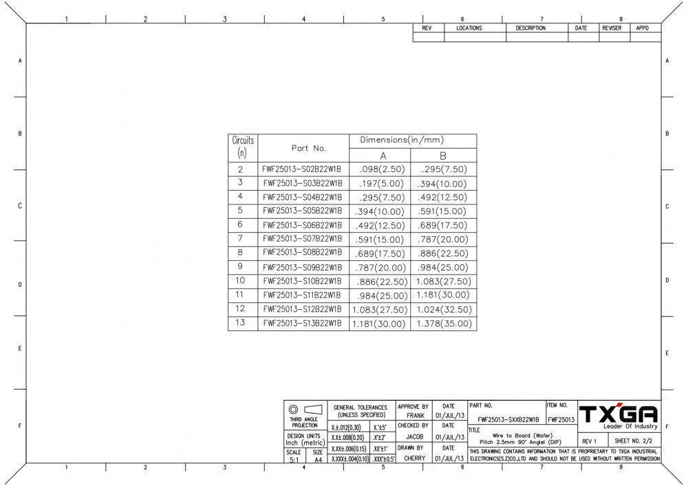 TXGA FWF25013 drawing page 2