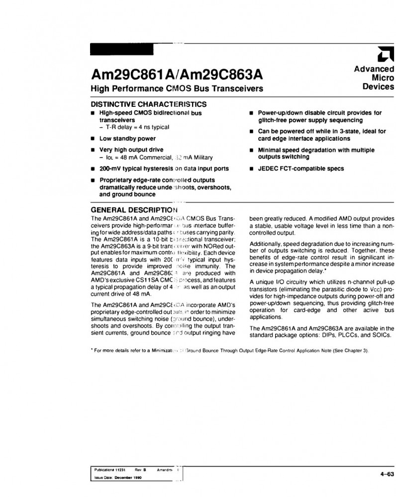 AM29C863A technical document page 2