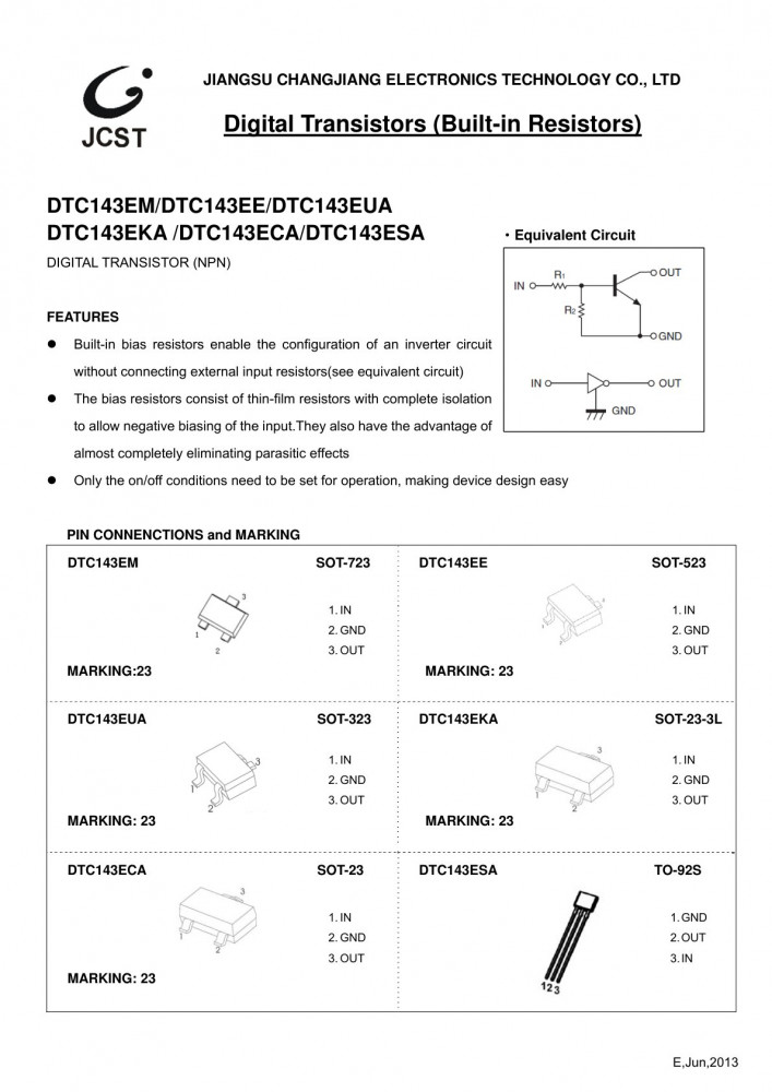DTC143ECA datasheet page 1