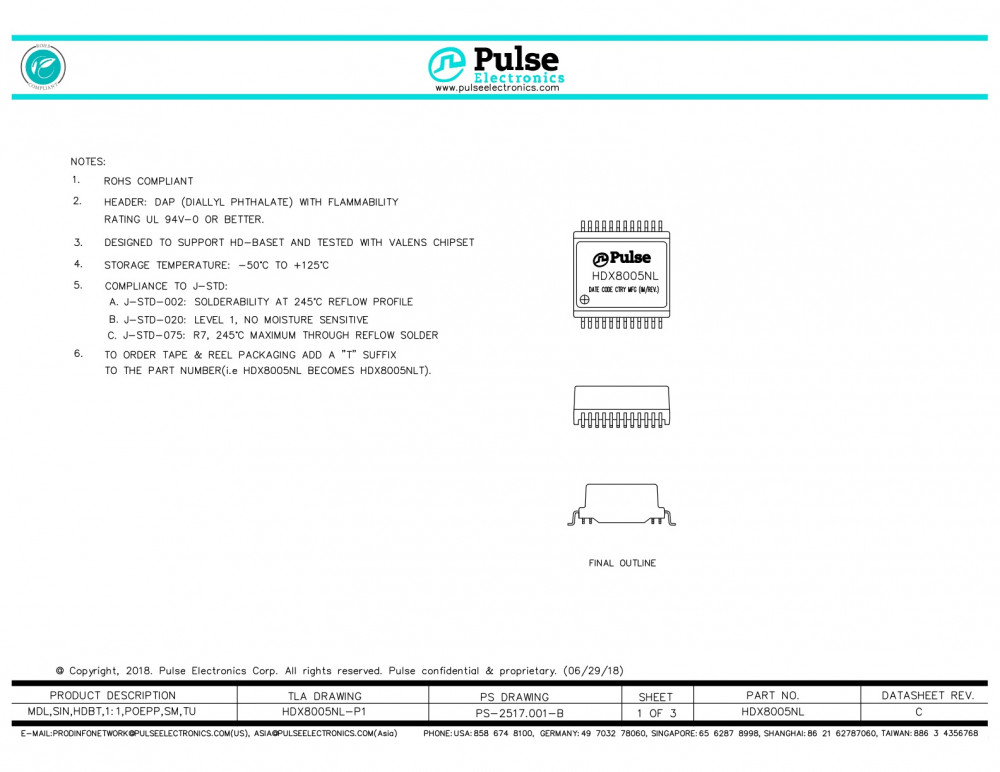 HDX8005NL datasheet page 1
