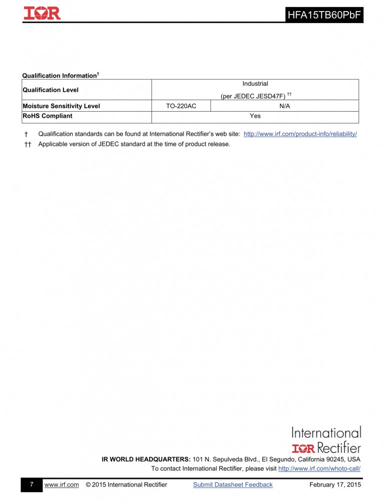 HFA15TB60PBF datasheet page 7