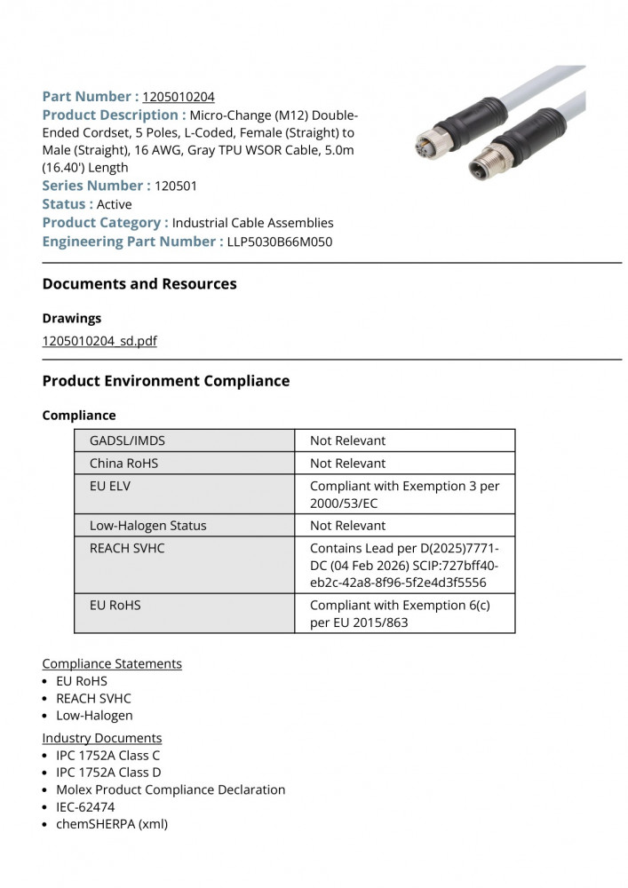 Molex product drawing page 1