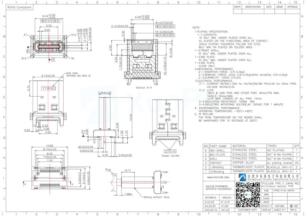 TYPEC-513L-ACP24 technical drawing page 1
