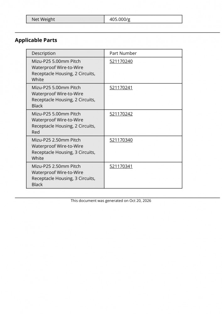 Technical document page 3 for Molex tool 571316000