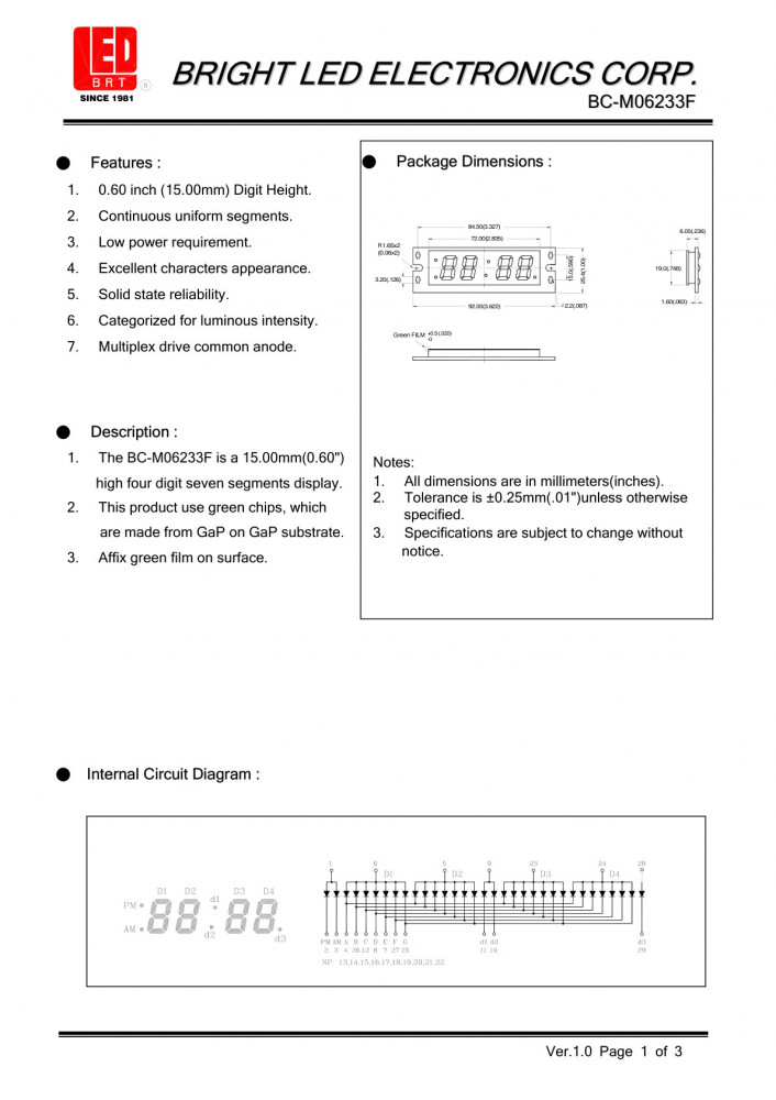 BC-M06233F technical documentation page 1