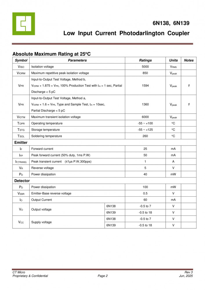 6N138 technical document page 2