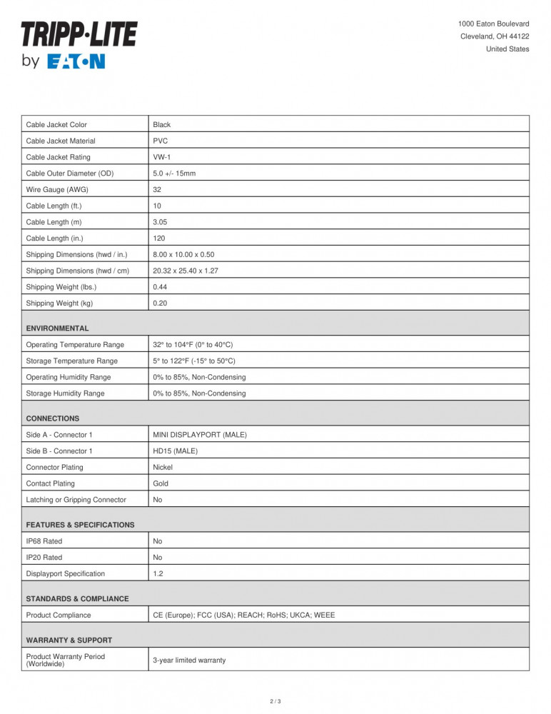 P586-010-VGA-V2 technical document page 2
