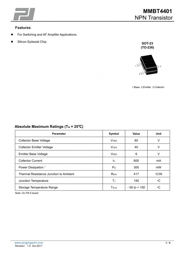 MMBT4401 datasheet page 1