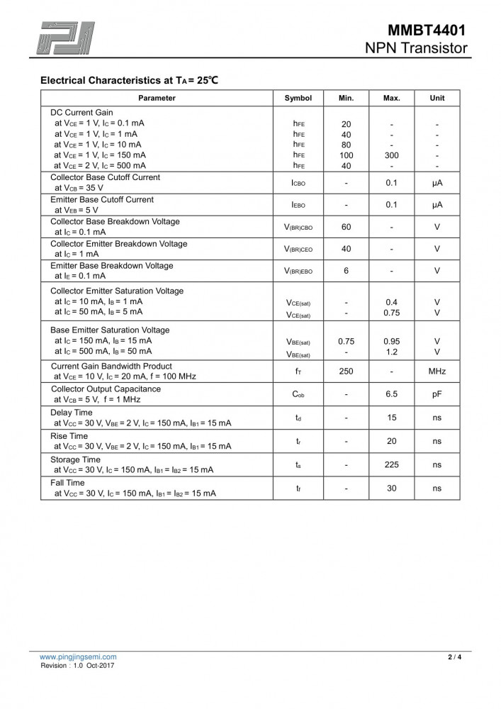 MMBT4401 datasheet page 2