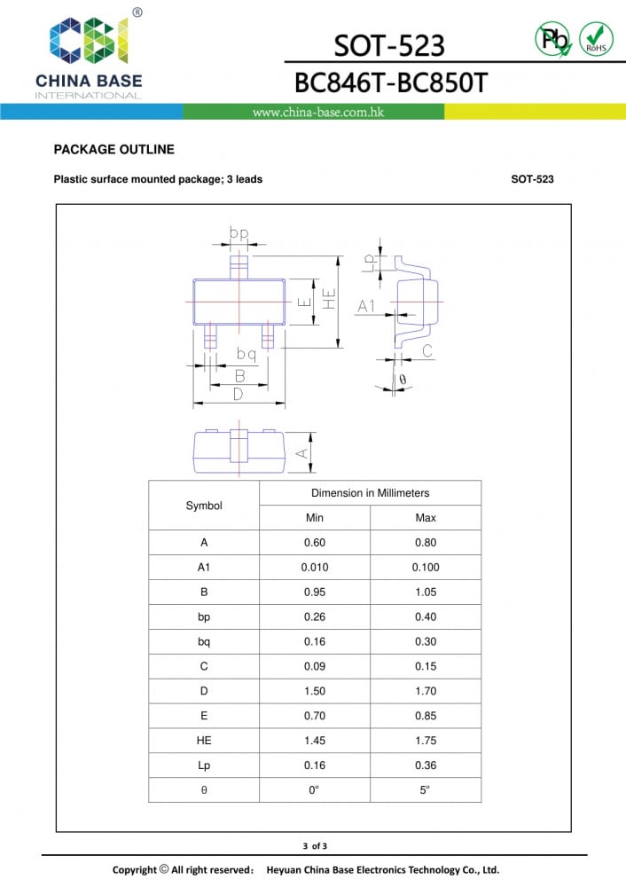 CBI BC847BT datasheet page 3