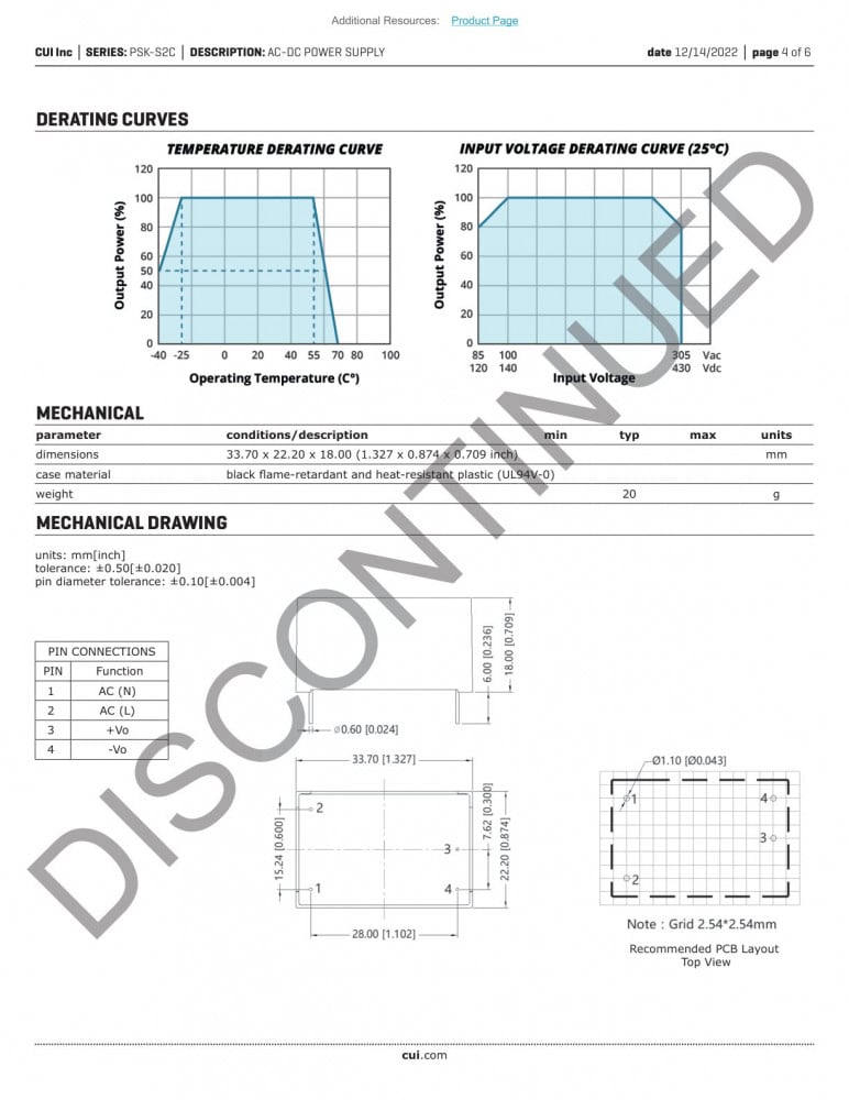 CUI PSK-S2C-24 datasheet page 4