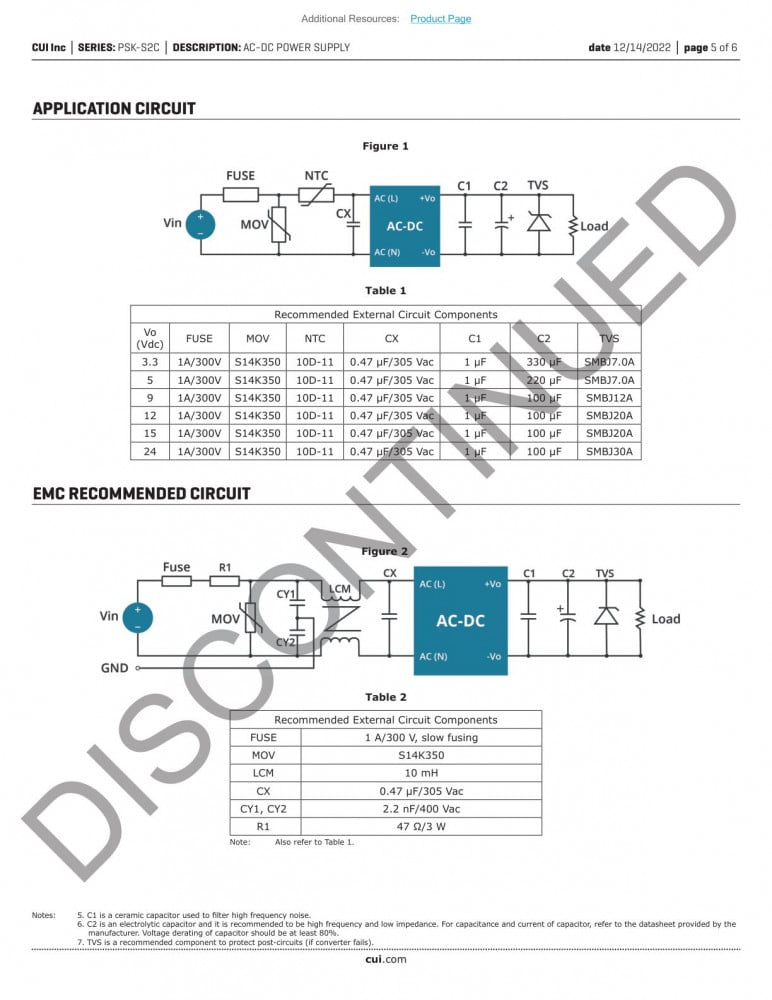 CUI PSK-S2C-24 datasheet page 5