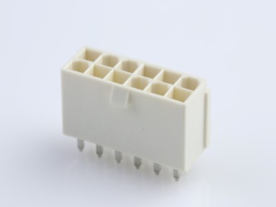 Mini-Fit Jr. Header, 4.20mm Pitch, Right-Angle, Nylon, with Flange, 12 Circuits, Tin (Sn) over Nickel (Ni) Plating