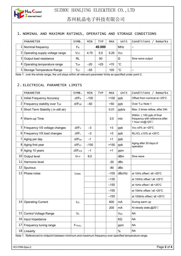 HCI OD14S4-40.000-50GHPNOL datasheet page 2