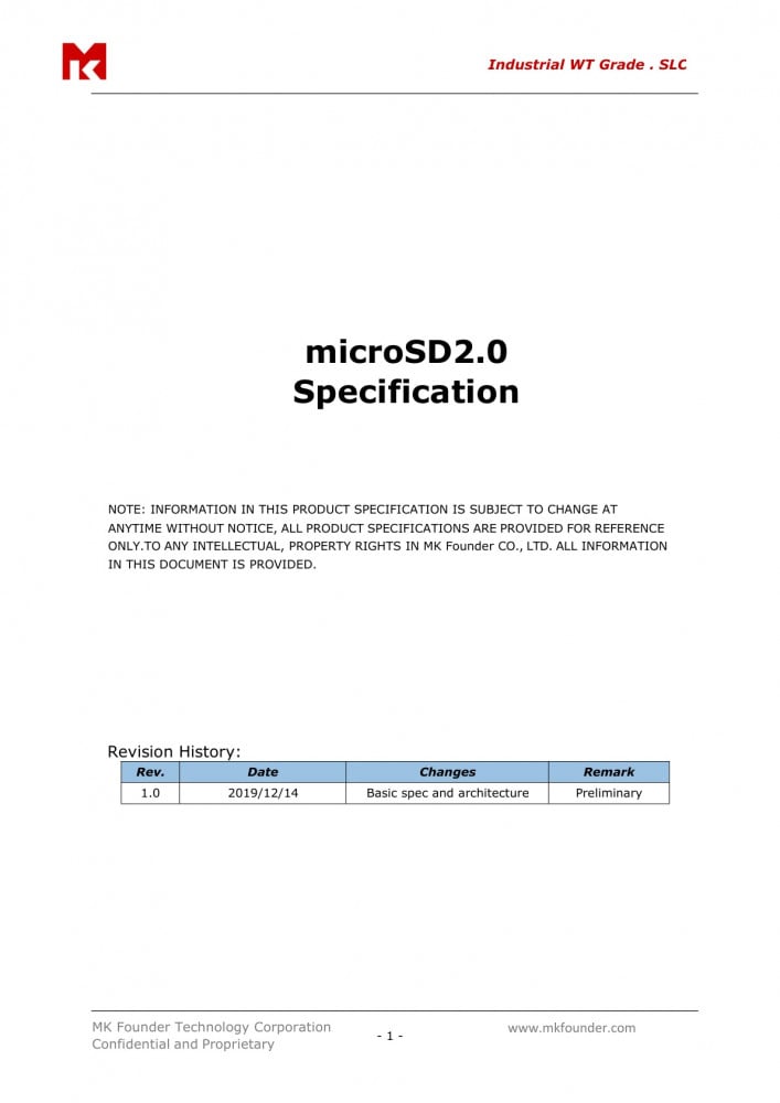 MK microSD specification page 1
