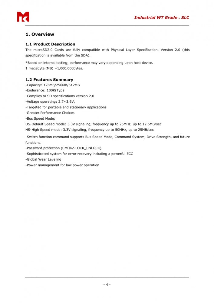 MK microSD specification page 3