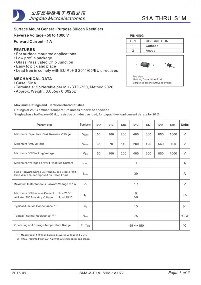 S1M datasheet page 1
