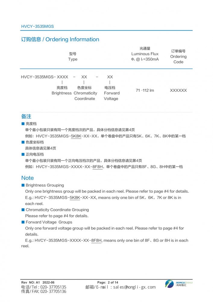 HVCY-3535MGS datasheet page 2