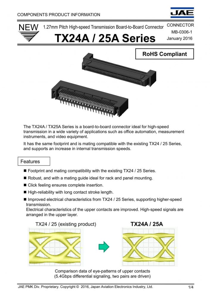 JAE TX24A / 25A Series brochure page 1