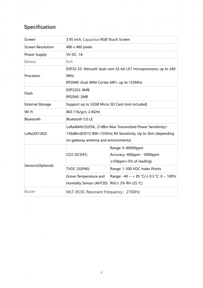 SenseCAP Indicator documentation page 9