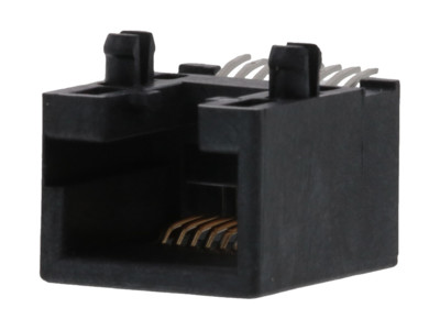 Modular Jack, Vertical, Top Entry, Through Hole, 6/6, High Profile, Keyed Jack with Ribs, Tray