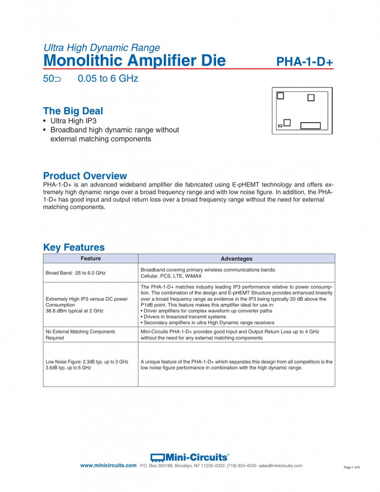 PHA-1-DG+ technical document page 1