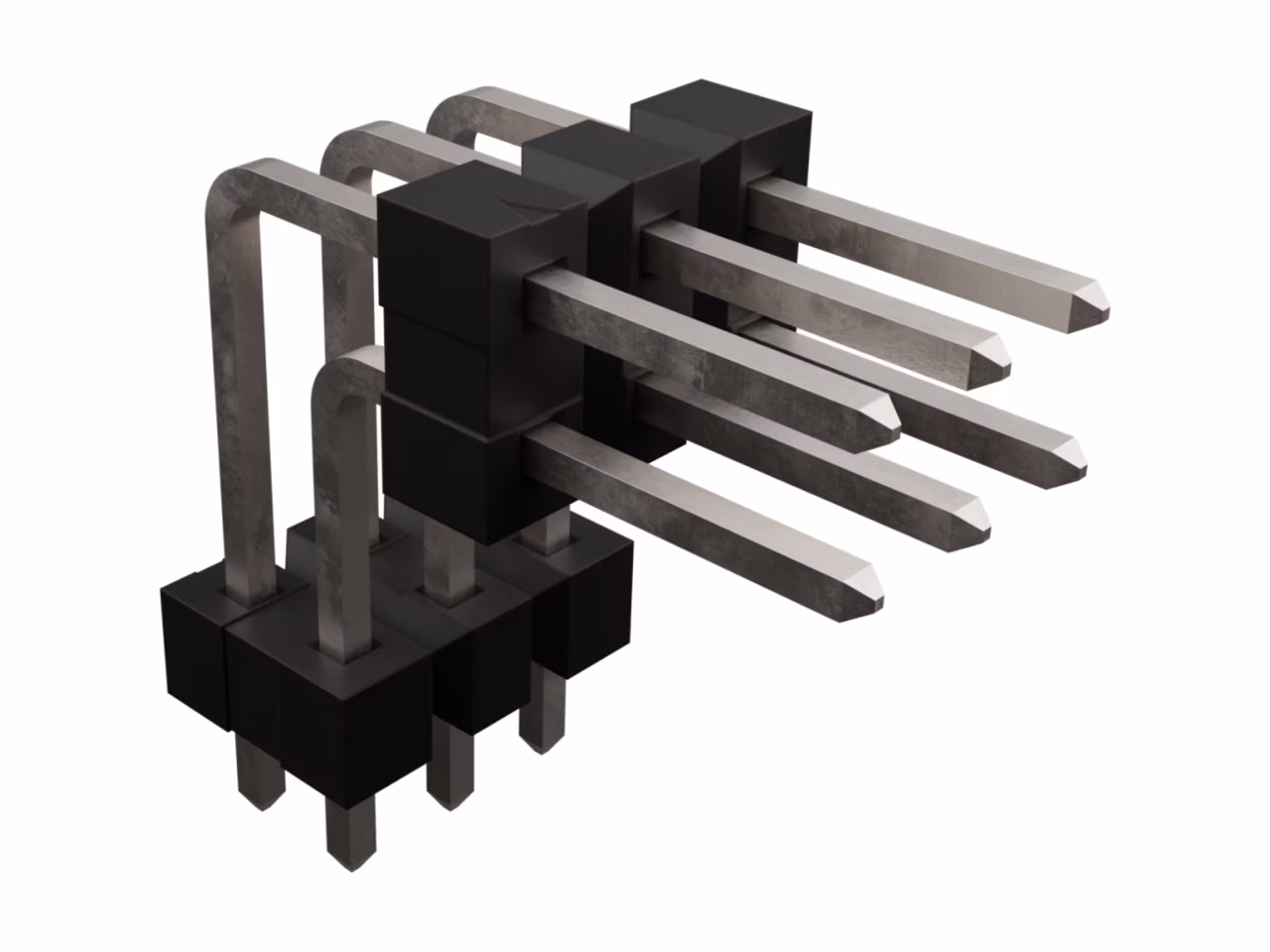 2.54mm Pitch Header, Dual Body, Dual Row, Right-Angle, Through Hole, 6 Circuits (void at circuit 4), 2.54µm Tin (Sn) Overall Plating, Tube Packaging, Lead-Free for sale