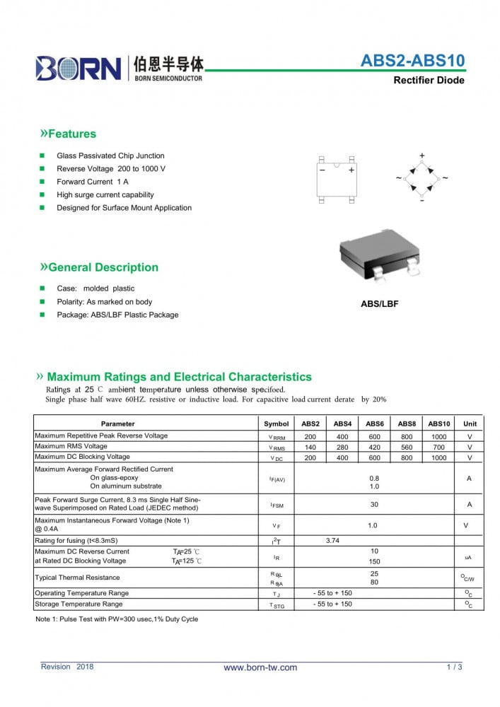 BORN ABS10 datasheet page 1