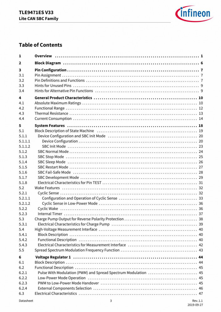 TLE9471ES V33 datasheet page 3