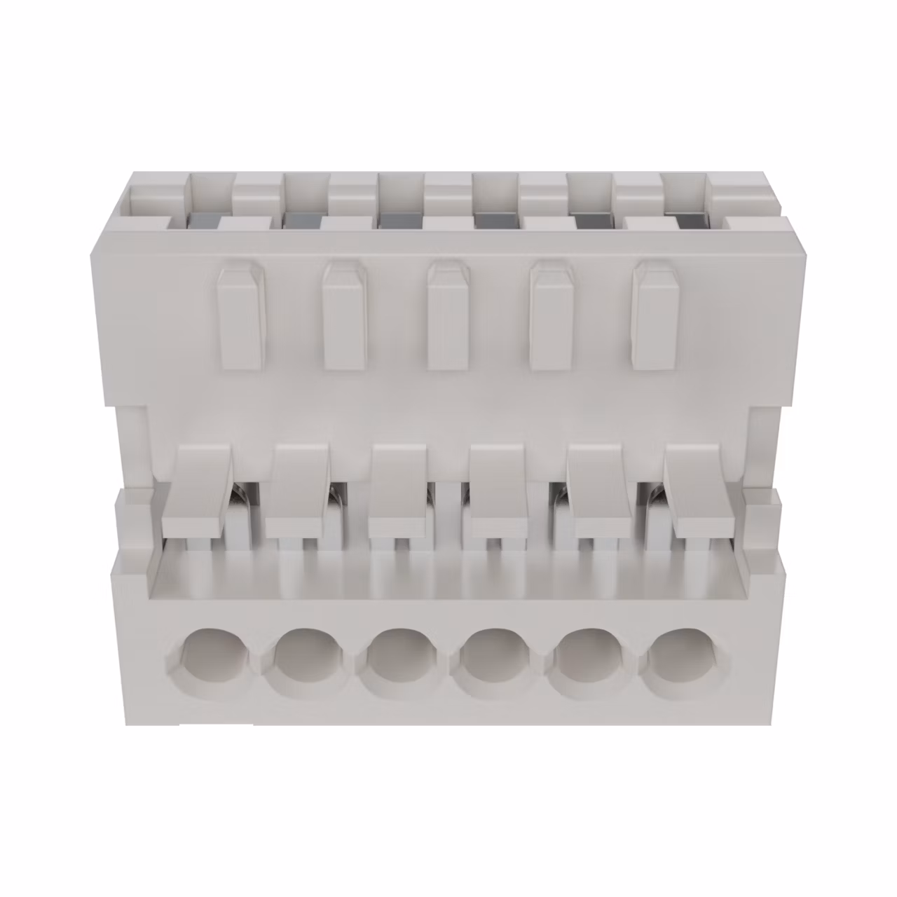Appli-Mate RAST 2.5 IDT Housing, 2.50mm Pitch, Female, 6 Circuits, Beaded Terminal, Position Keys A & G Removed, 1 Open and 1 Slotted Endwall for sale