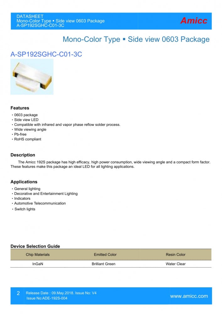 A-SP192SGHC-C01-3C datasheet page 2