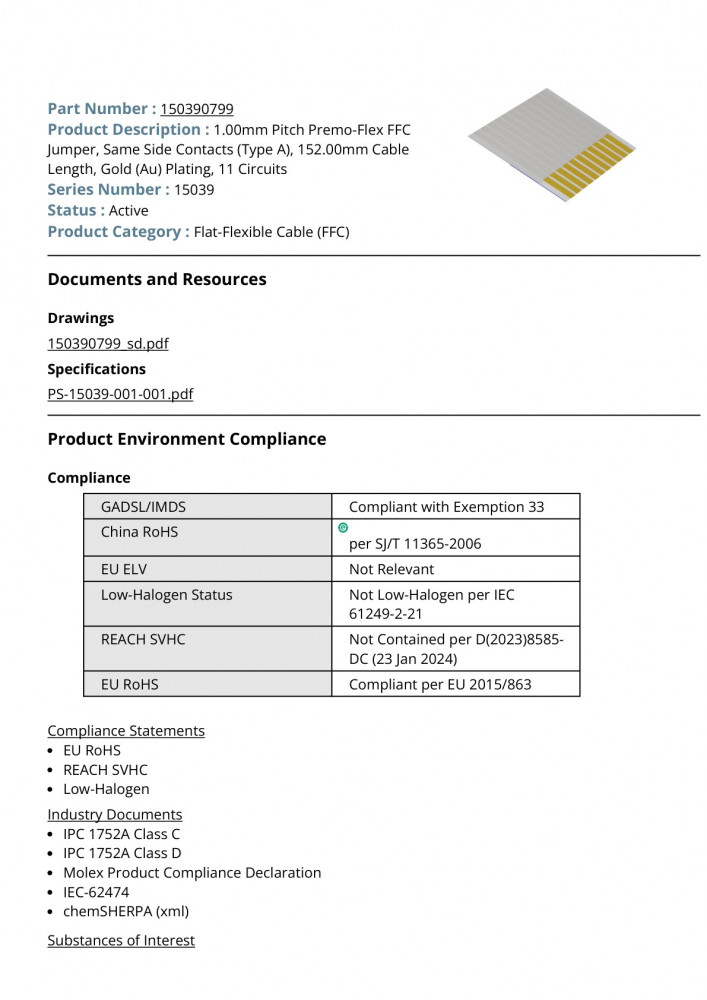 FFC family specification page 1