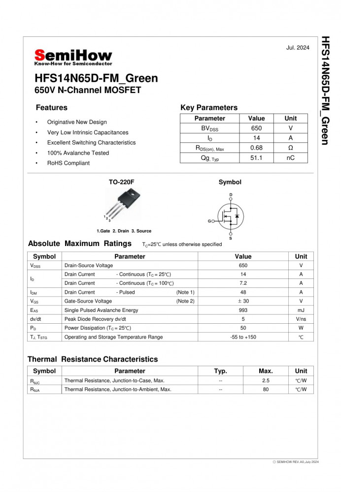 HFS14N65D datasheet page 1