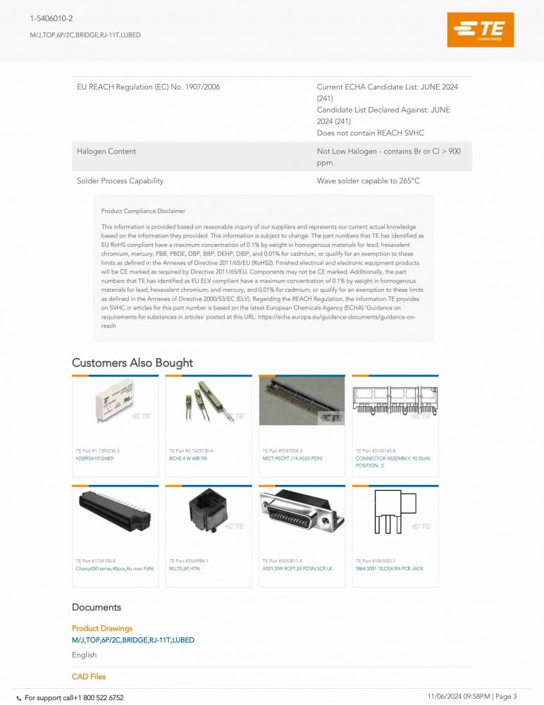 TE Connectivity 1-5406010-2 technical document page 3
