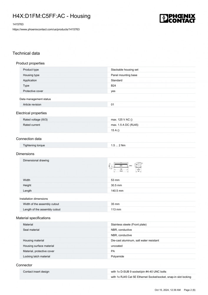 Phoenix Contact 1415763 technical document page 2