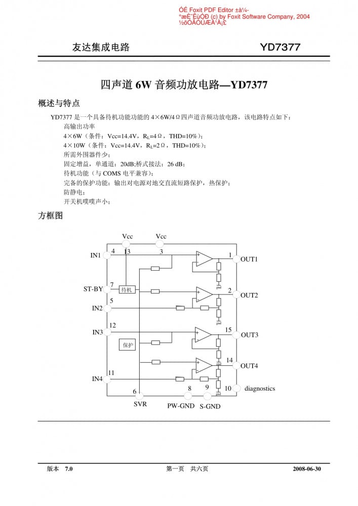 YD7377-ZIP datasheet page 1
