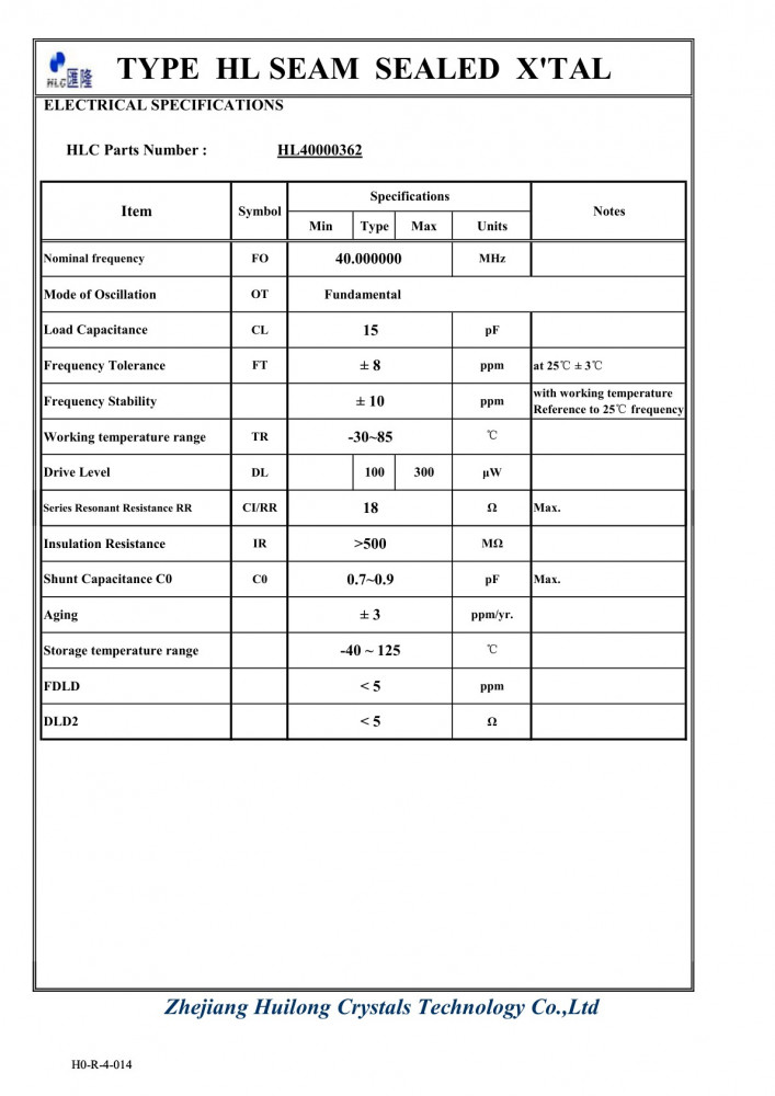HL40000362 specification page 2